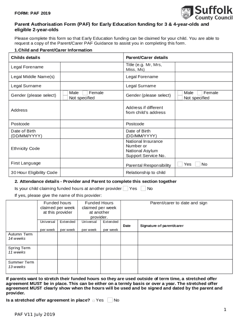 Parent Authorisation (PAF) for Early ... - Bows & Arrows Doc Template | pdfFiller