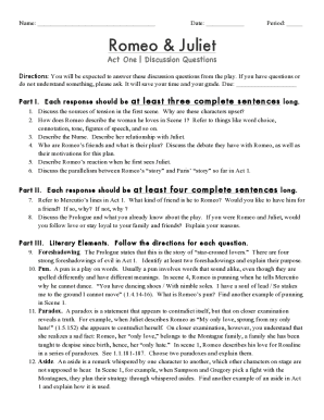 Fillable Online Romeo and Juliet Act 1 Guided Reading Packet.docx ...