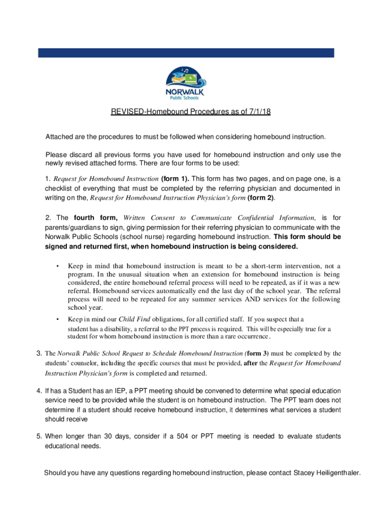 Fillable Online Guidelines for Providing Homebound Instruction to ...