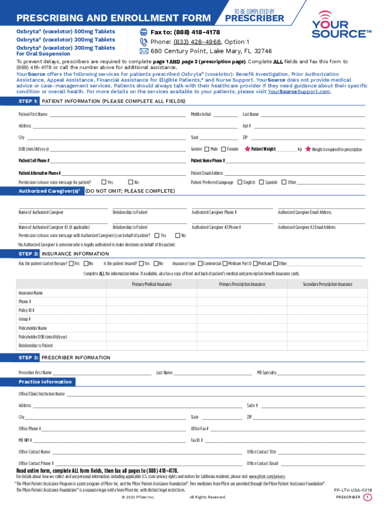Fillable Online PRESCRIBING AND ENROLLMENT FORM Fax Email Print - pdfFiller