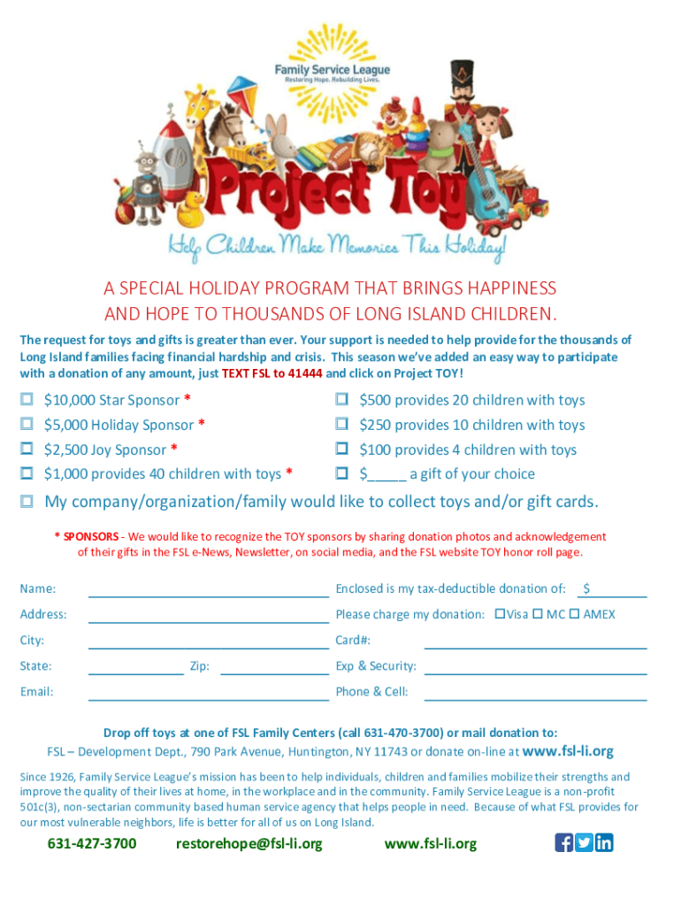 Fillable Online Project Toy Donation Form Fax Email Print - pdfFiller
