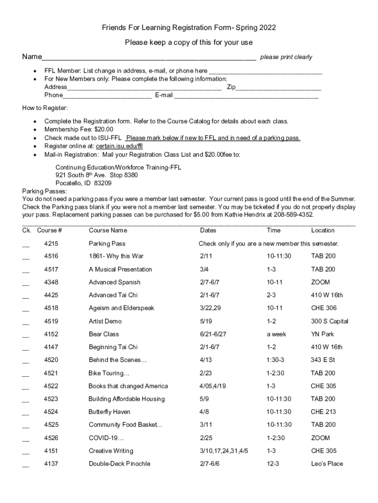 Fillable Online cetrain isu Friends For Learning Registration Form- Spring 2022 Fax Email Print ...