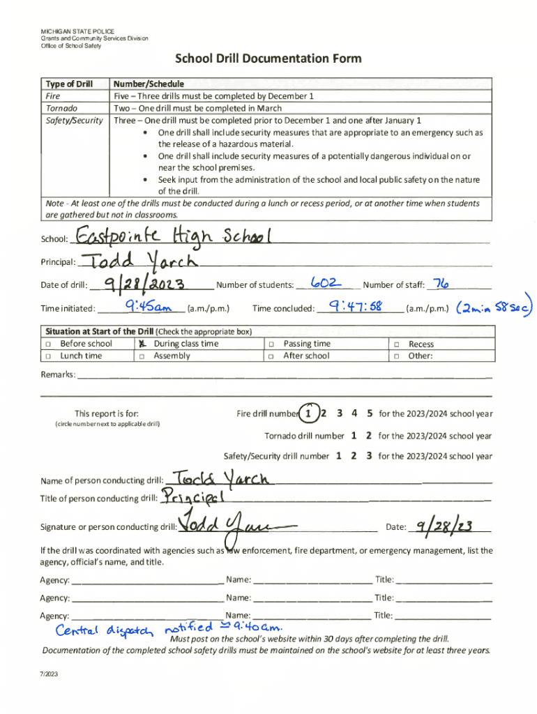 Fillable Online Five -Three drills must be completed by December 1 Fax Email Print - pdfFiller