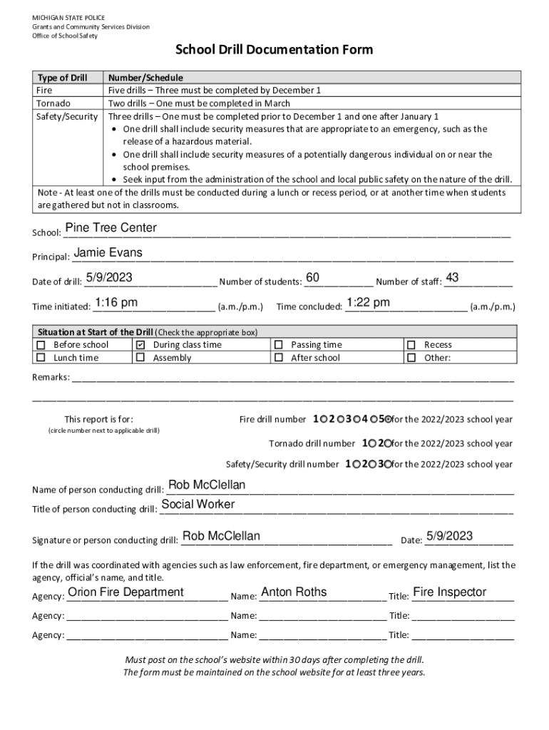 Fillable Online Three drills One must be completed prior to December 1 and one after January 1 ...