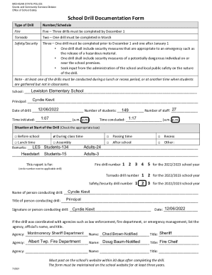 Fillable Online One drill shall include security measures of a potentially dangerous individual ...