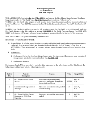 SUBRECIPIENT AGREEMENT FOR FEDERALLY ... Doc Template | pdfFiller