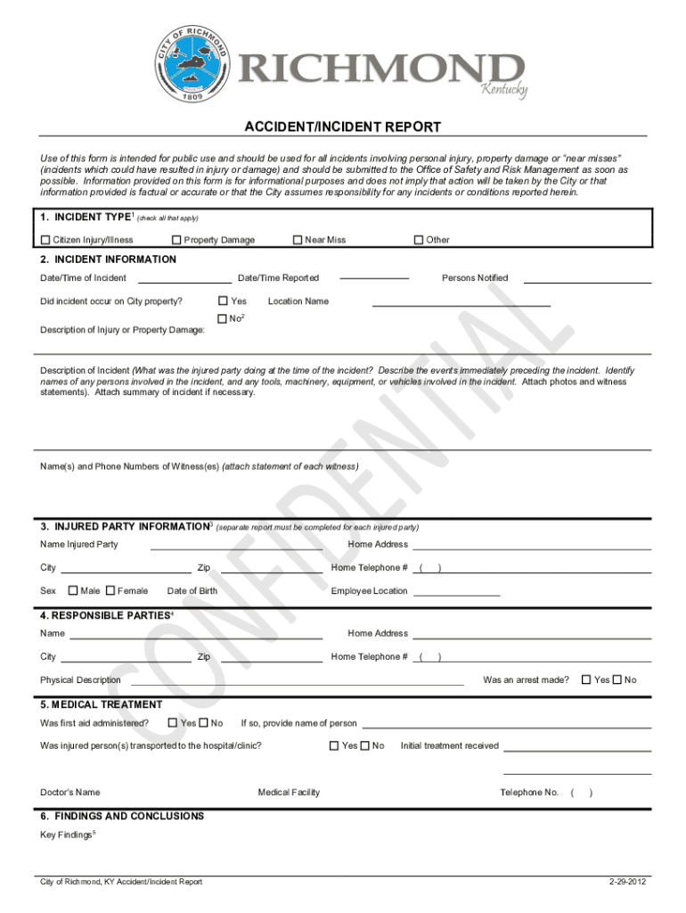 Fillable Online Incident & Accident Reporting - Environmental Health ...