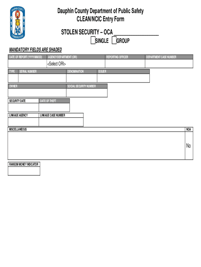 Fillable Online CLEAN-NCIC Identity Theft Entry Worksheet Fax Email ...