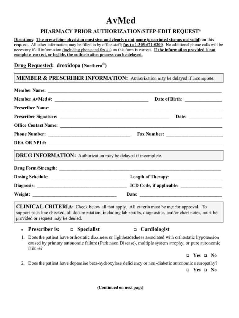 Fillable Online Fillable Online PHARMACY PRIOR AUTHORIZATION/STEP ...