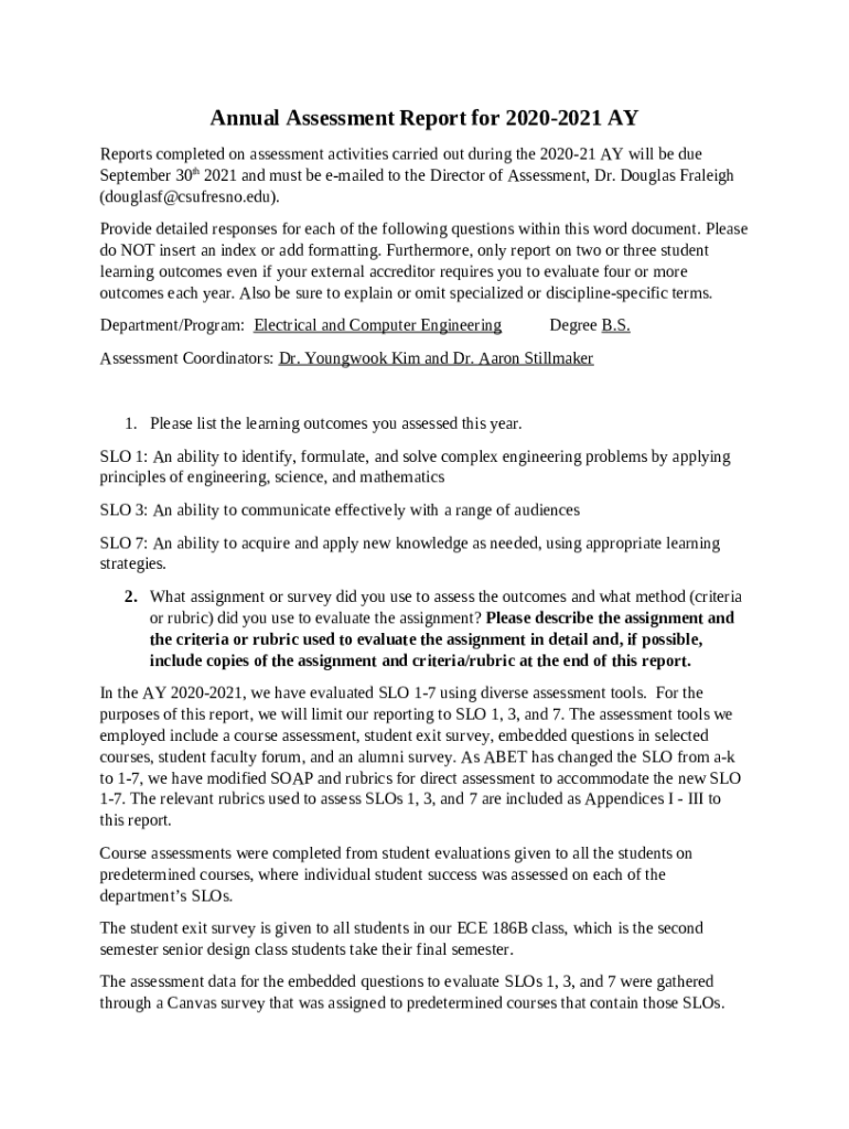 Annual Assessment Report for 2020-2021 AY - Division of Academic ...