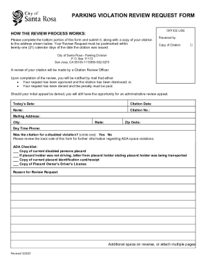 Fillable Online Parking Administrative Review Request Form Fax Email ...