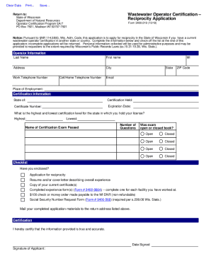 Fillable Online Form 3400-219. Wastewater Operator ...