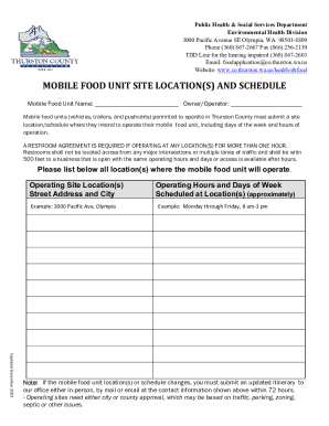 Fillable Online MOBILE FOOD UNIT SITE LOCATION(S) AND SCHEDULE Fax ...