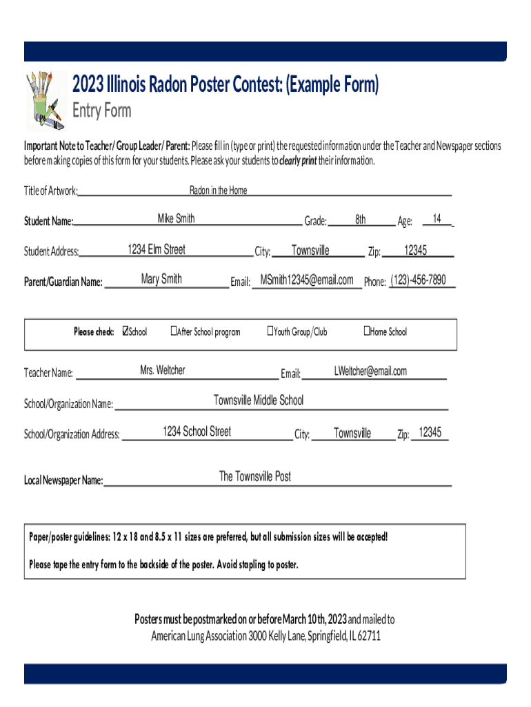 Fillable Online 2023 Illinois Radon Poster Contest Sample Template ...