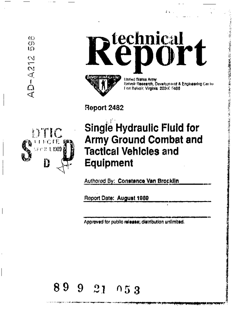 Fillable Online Single Hydraulic Fluid for Army Ground Combat and ...