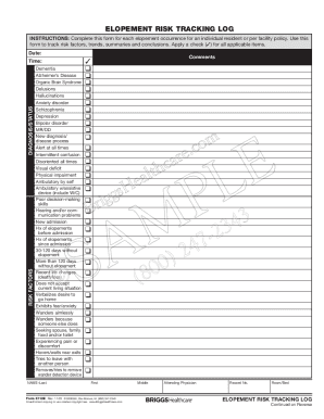 Fillable Online Elopement Risk Tracking Log - DIGITAL FORM Fax Email ...