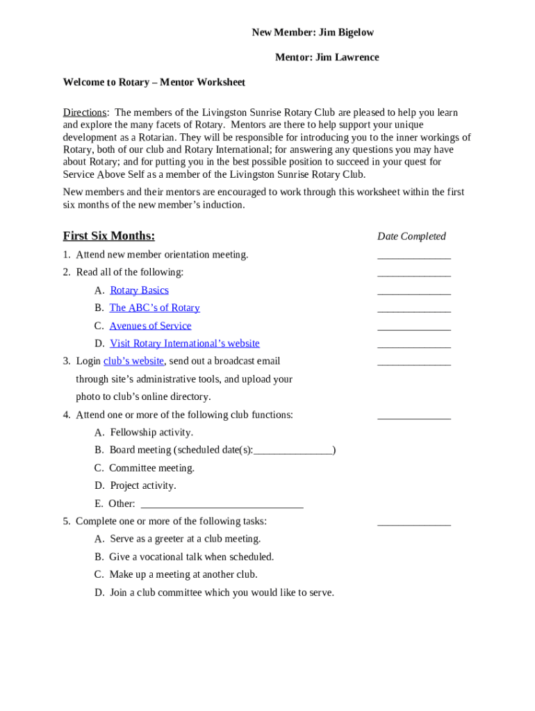 Mentor Worksheet - NET Doc Template | pdfFiller