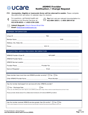 Fillable Online ARMHS Provider Notification / Change Request Fax Email ...
