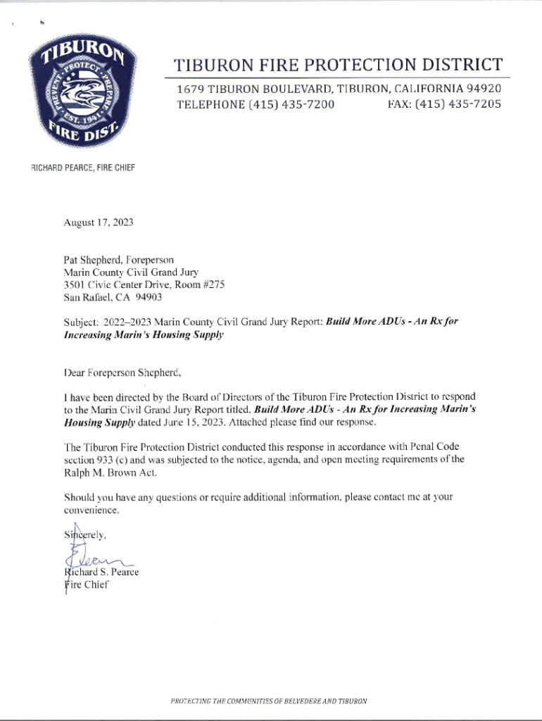 Fillable Online Employment Opportunities - Tiburon Fire Protection ...