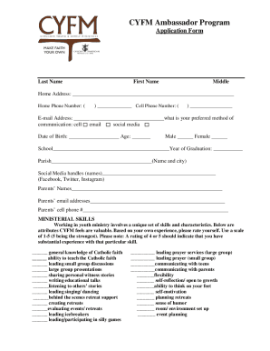 Fillable Online Student Ambassadors Program Form Fax Email Print ...