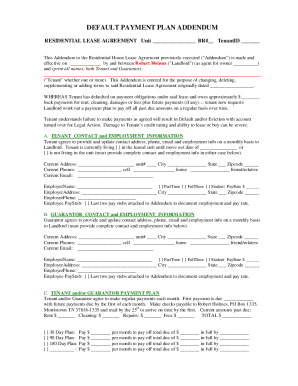 Fillable Online default payment plan addendum Fax Email Print - pdfFiller