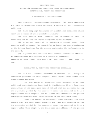 Fillable Online 9. Texas Election Code Title 15, Regulating Political ...