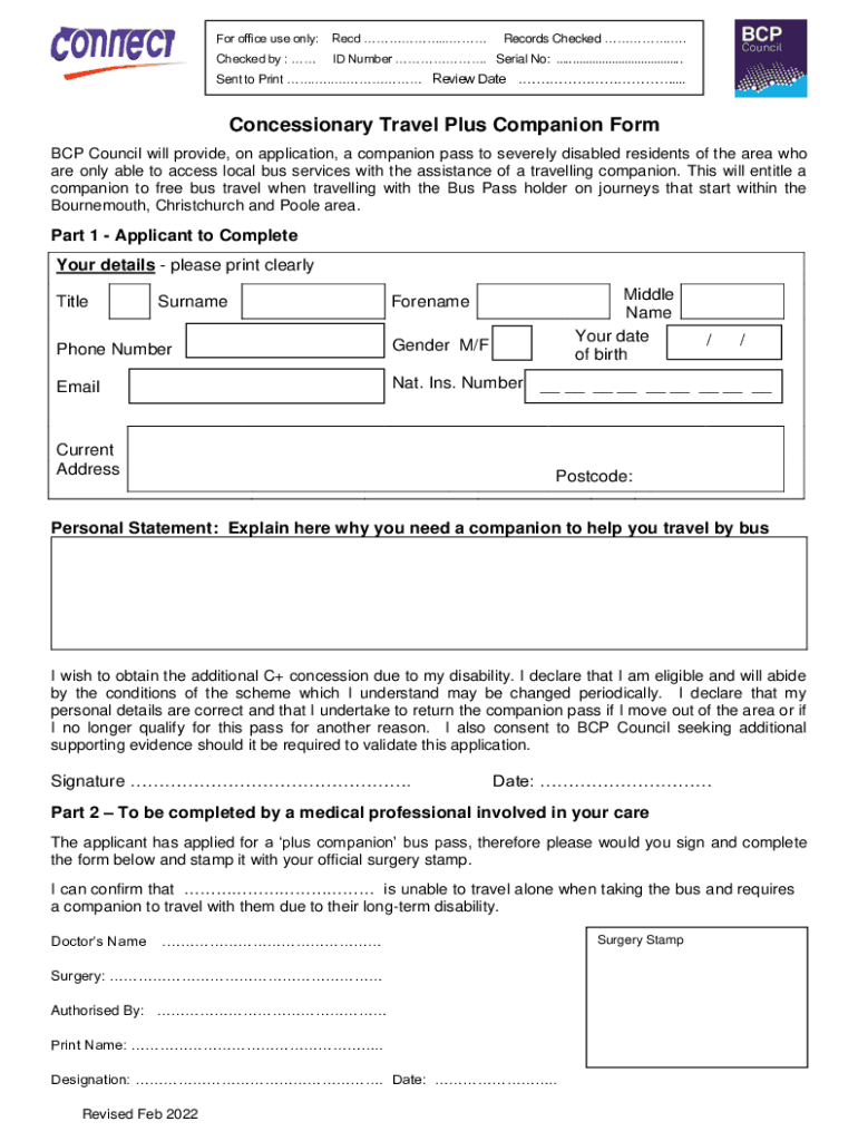 Fillable Online Companion-pass-application-form Fax Email Print - pdfFiller