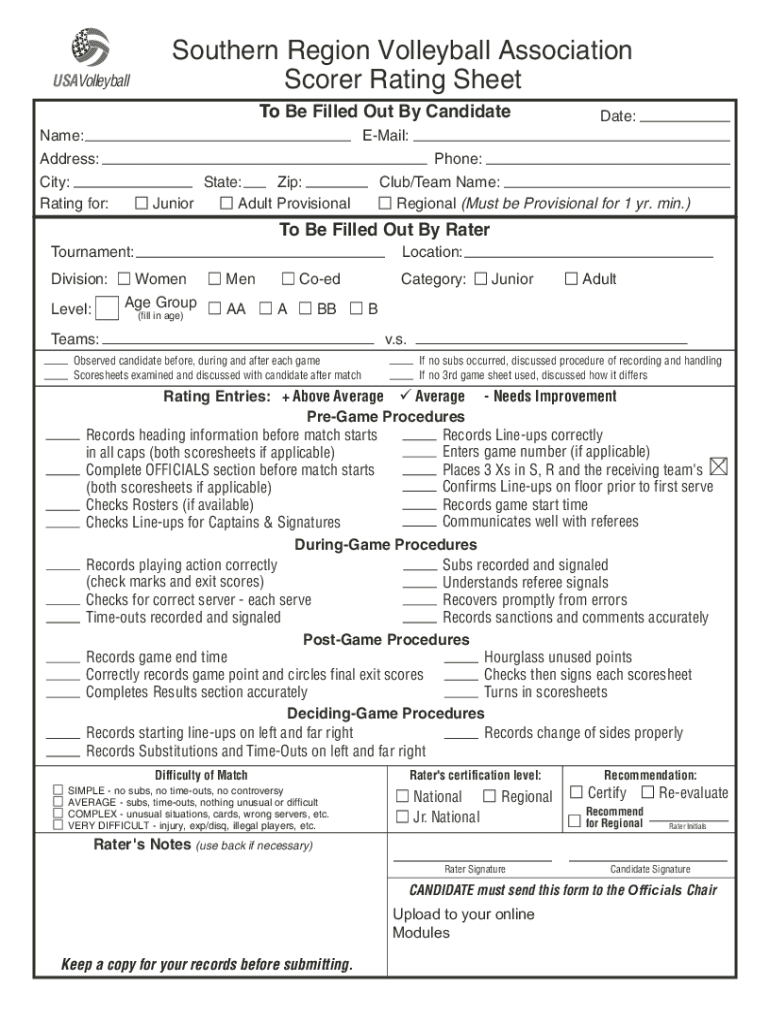 Fillable Online 18 Printable usa volleyball score sheet Forms and ...