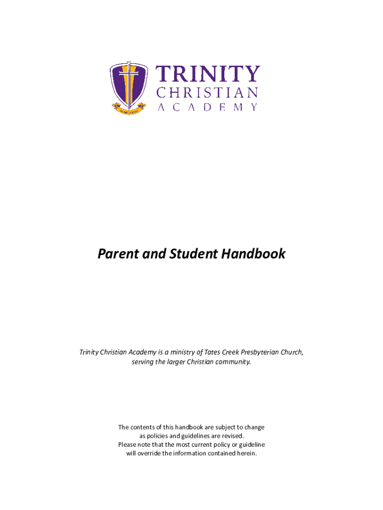 Fillable Online Parent & Student Handbook - Trinity Christian High School Fax Email Print ...