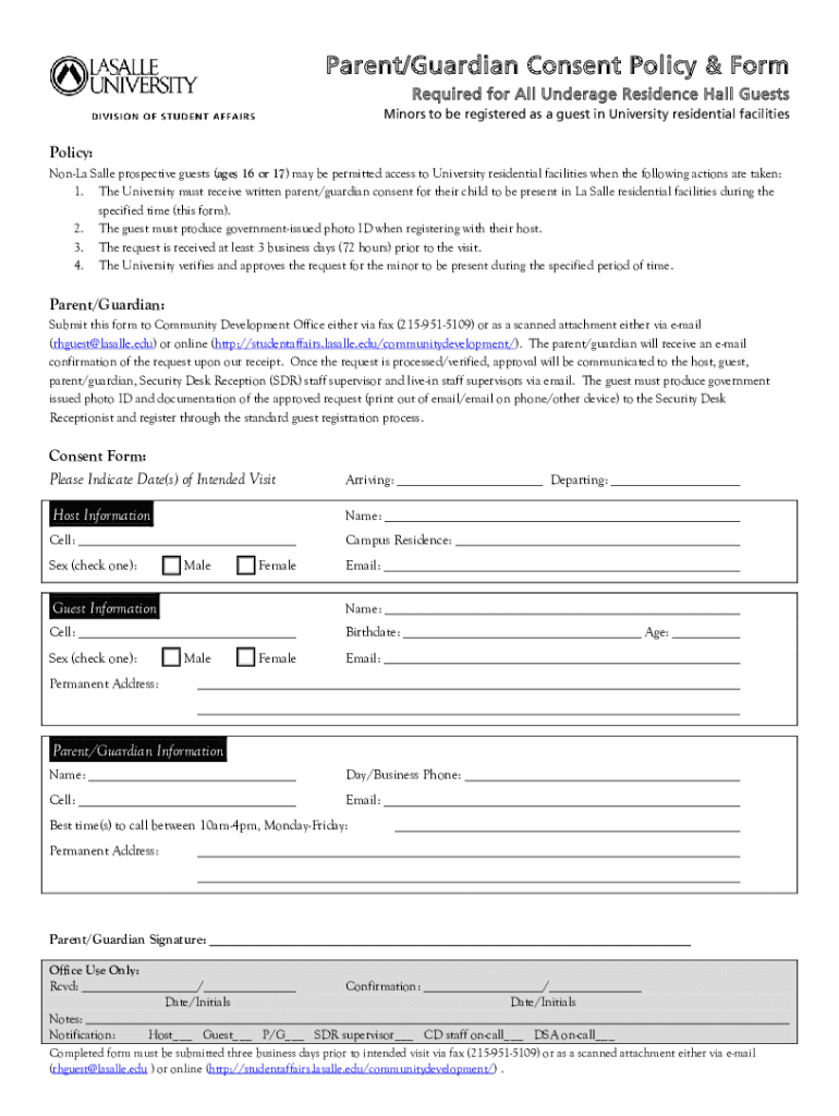 Fillable Online Permission Form for a Minor as a Guest Fax Email Print ...