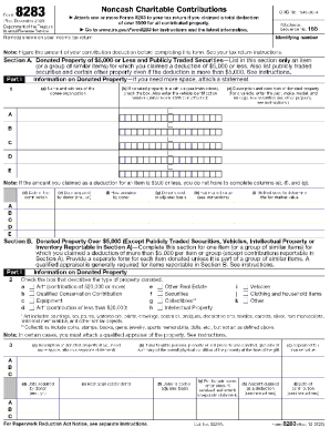 Fillable Online IRS Form 8283: Noncash Charitable Contributions Fax ...