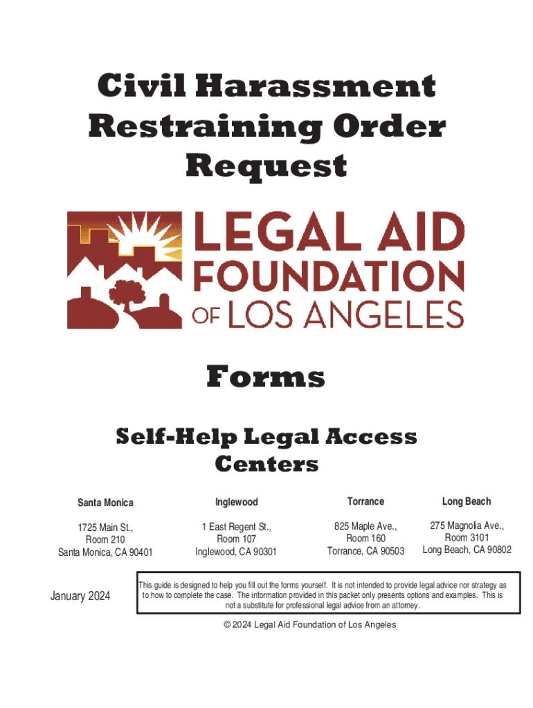 Fillable Online Civil Harassment Restraining Orders in California Fax ...