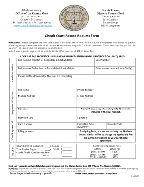 Fillable Online Circuit Court Record Request Form Fax Email Print ...