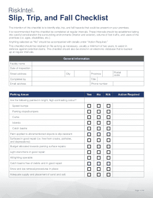 Fillable Online Slips, Trips, and Falls Inspection Checklist Fax Email ...