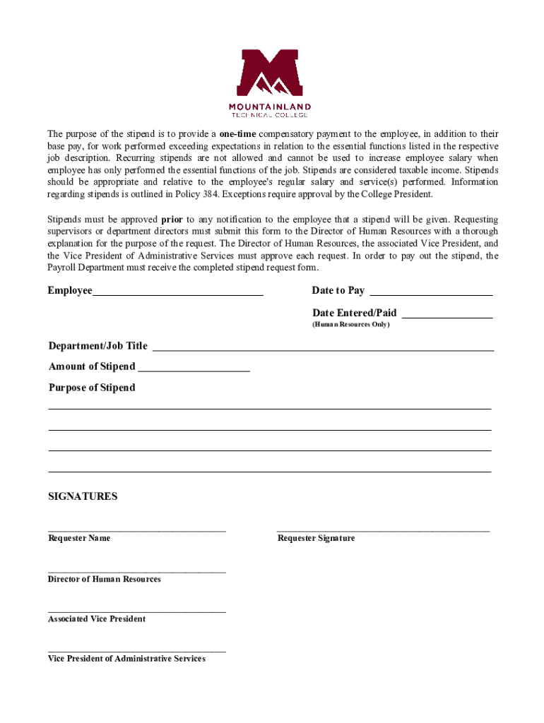 Fillable Online What is a Stipend and Should You Offer Them to ...