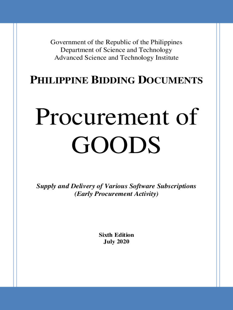 Fillable Online asti dost gov bidding documents for the procurement of ...