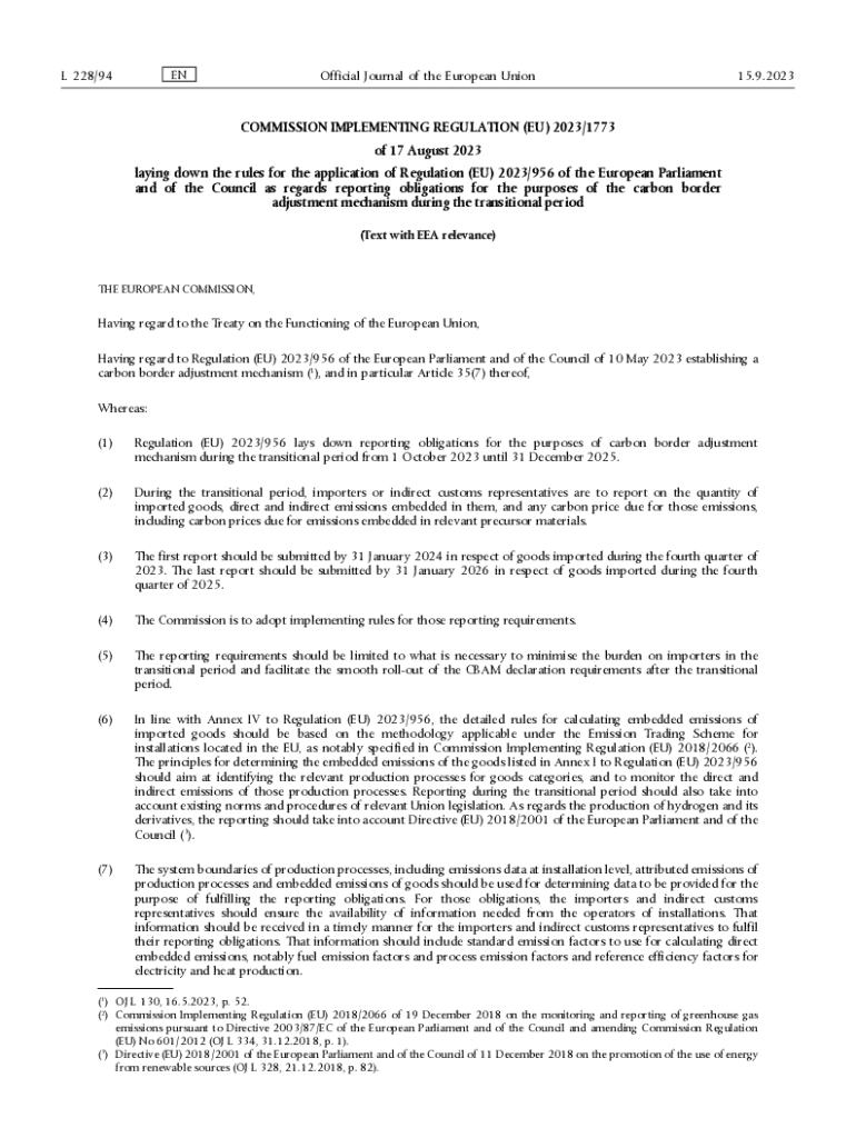 Fillable Online The EU's CBAM Implementing Regulation is ready; are you ...