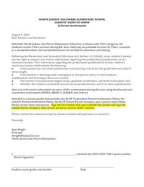 Fillable Online Dear Parents/Guardians: HES is Schoolwide Title One ... Fax Email Print - pdfFiller