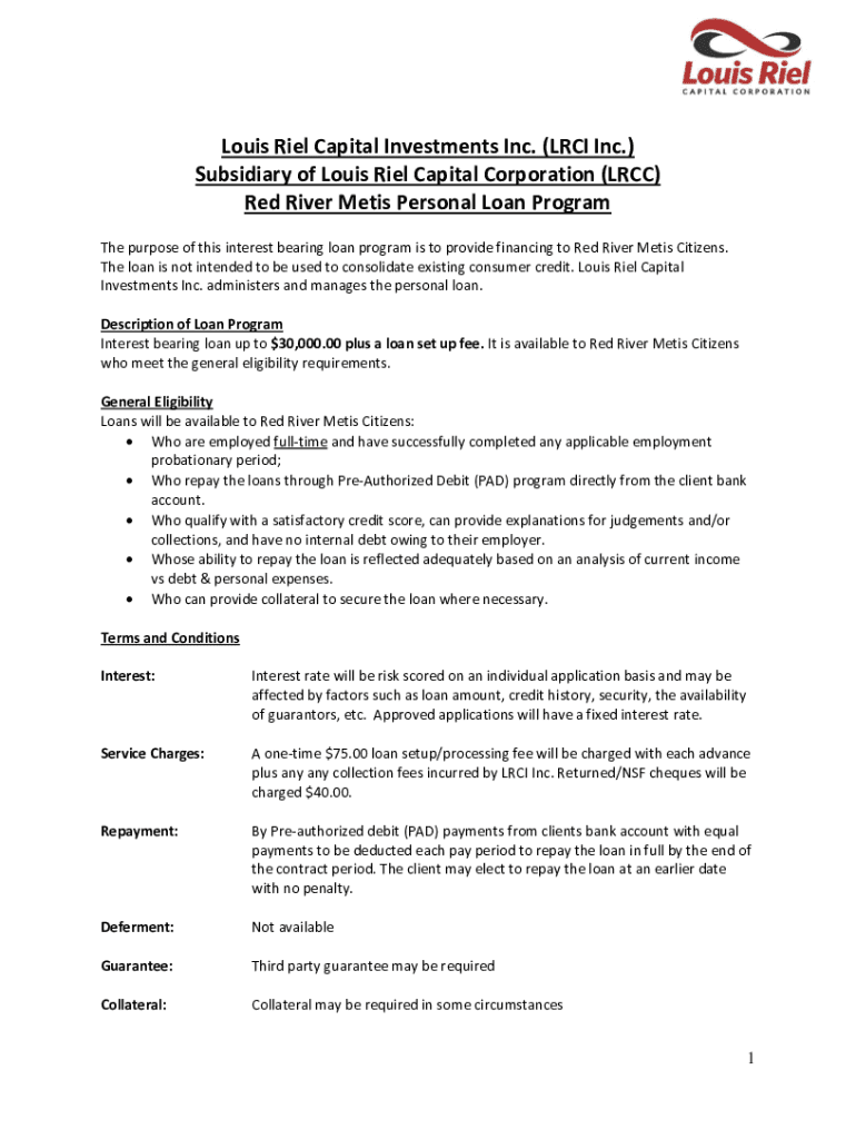 Fillable Online Chief Operating Officer - Louis Riel Capital Corporation Fax Email Print - pdfFiller