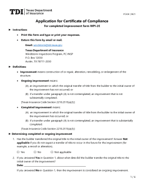 Fillable Online Get the free Application for Certificate of Compliance. Form ... Fax Email Print ...