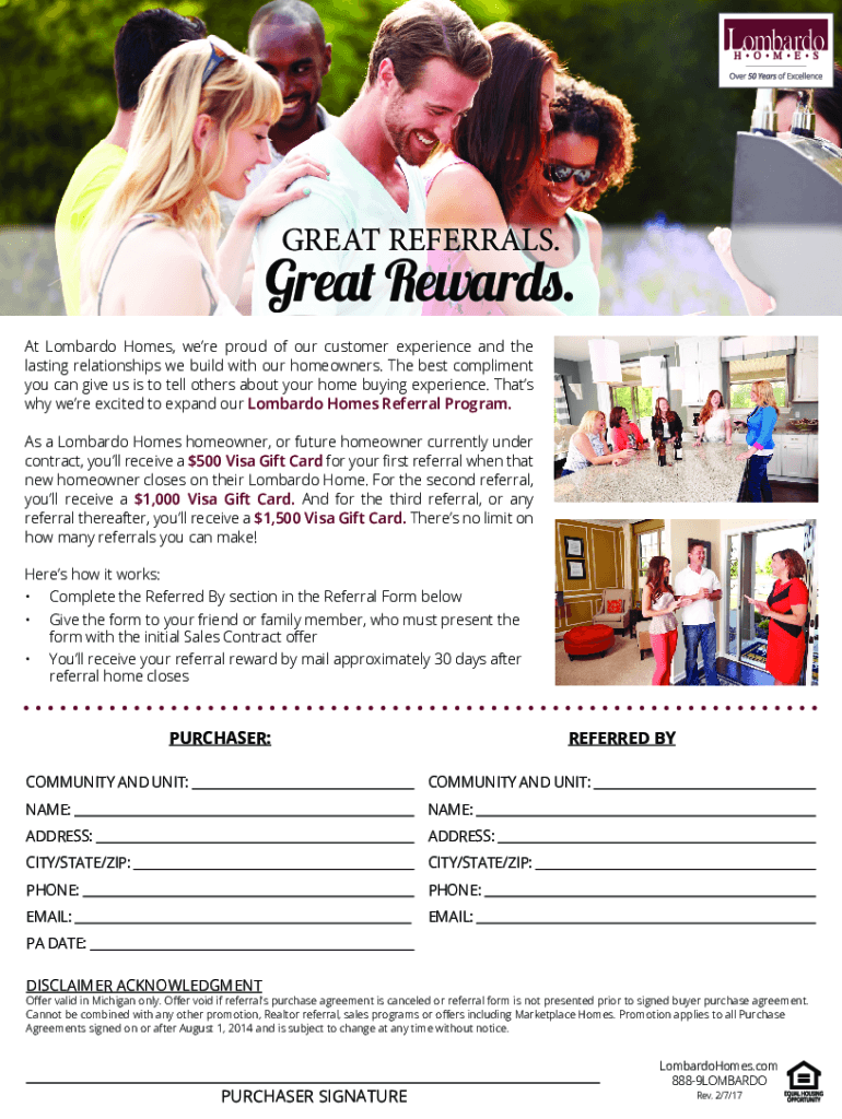 Fillable Online Your referrals are the best compliment we could hope to ...