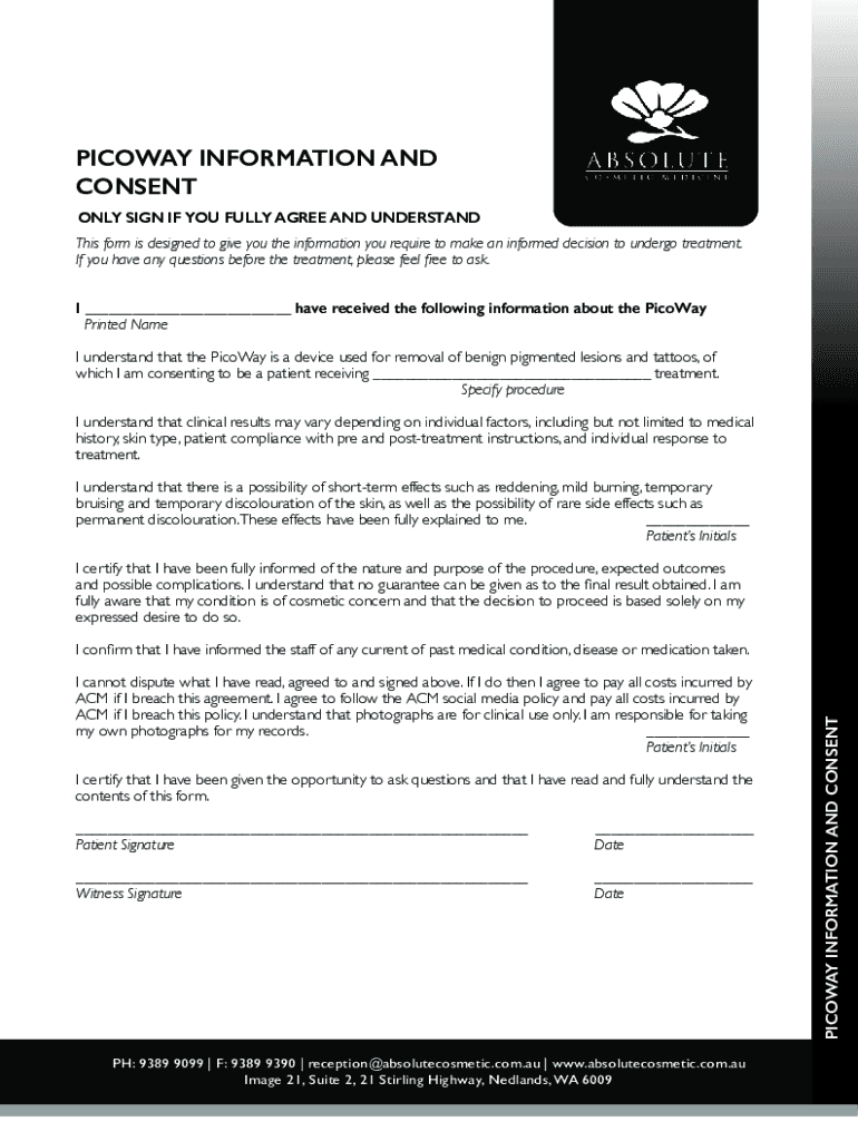 Fillable Online Pico - HollywoodSpectra Laser Treatment Consent Form ...