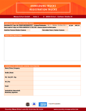 Fillable Online ANMELDUNG TRUCKS REGISTRATION TRUCKS Fax Email Print - pdfFiller