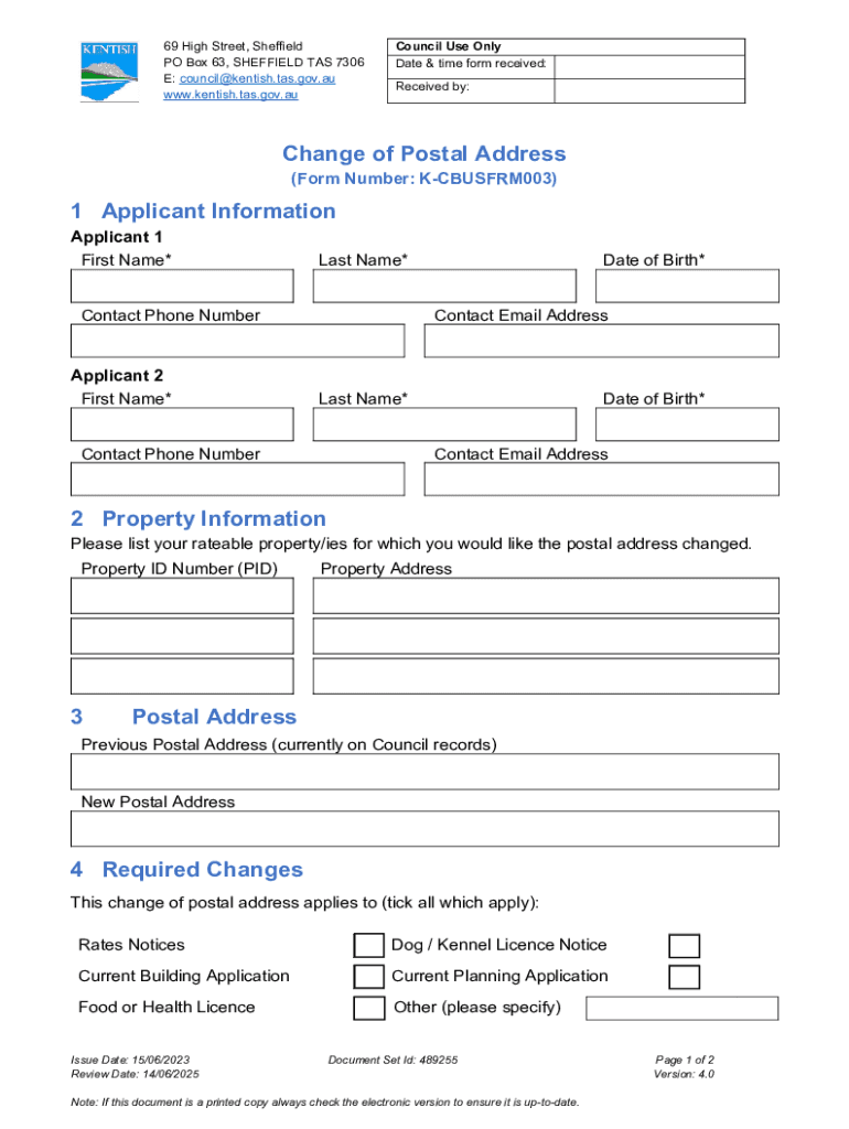 Fillable Online Planning Permit - Kentish Council - Tasmania Fax Email ...