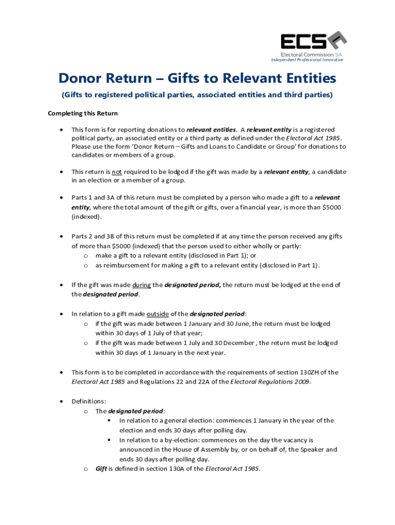 Fillable Online Annual Donor Disclosure Return Organisations Fax Email ...