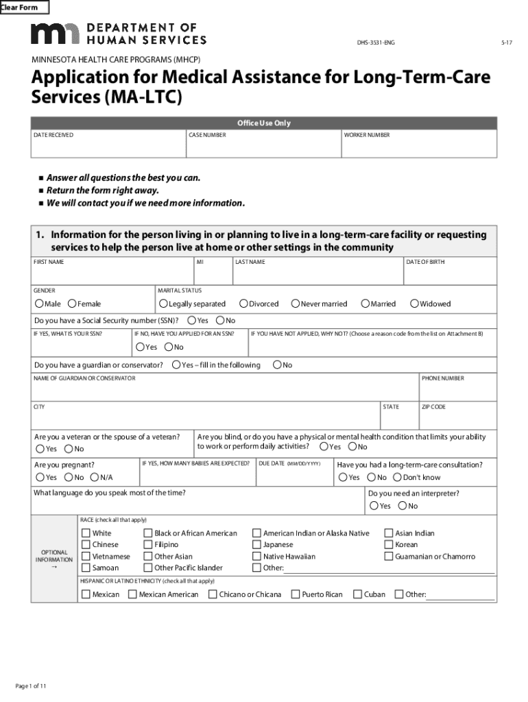 Fillable Online Application for Medical Assistance for Long-Term-Care ...