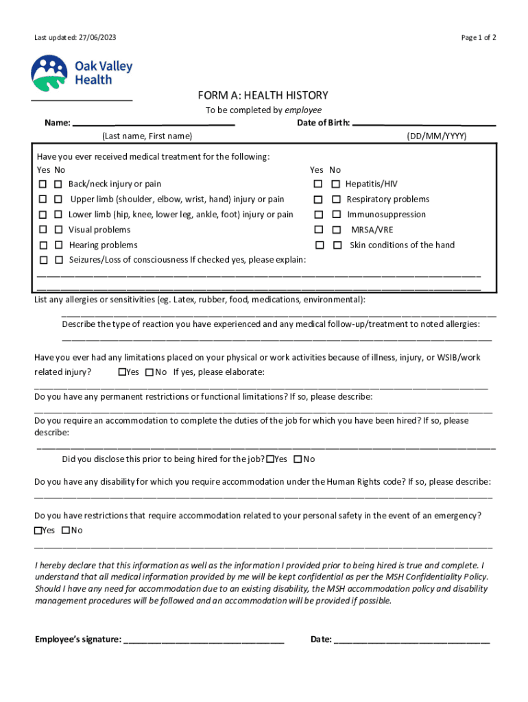 Fillable Online New Hire Health: Mandatory Requirements Fax Email Print ...