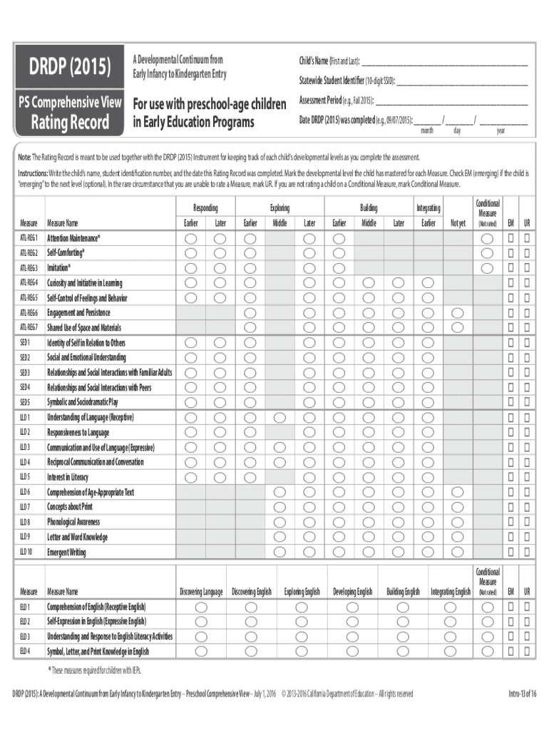 Fillable Online DRDP Instrument and Forms Fax Email Print - pdfFiller