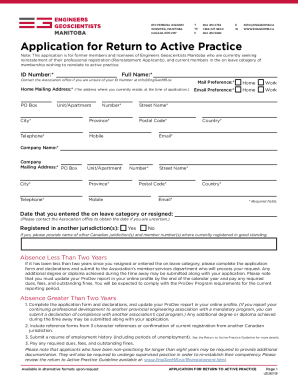 Fillable Online Return to Active Practice Reference Form Fax Email ...