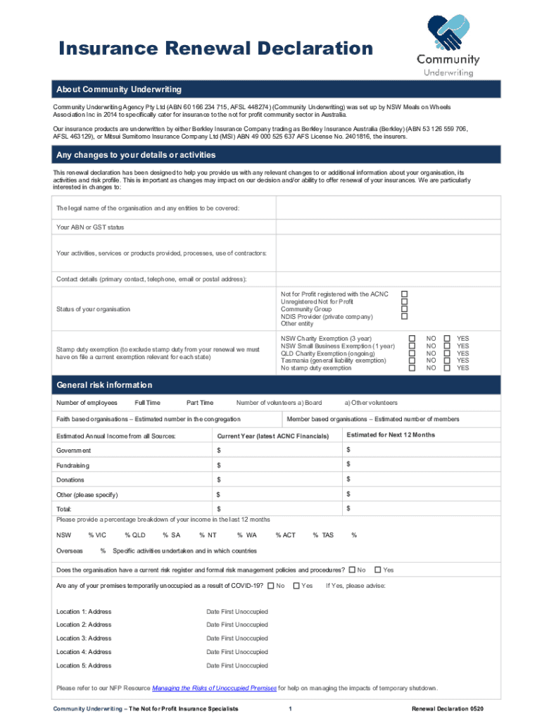 Fillable Online INSURANCE QUOTATION REQUEST NFP ... Fax Email Print ...
